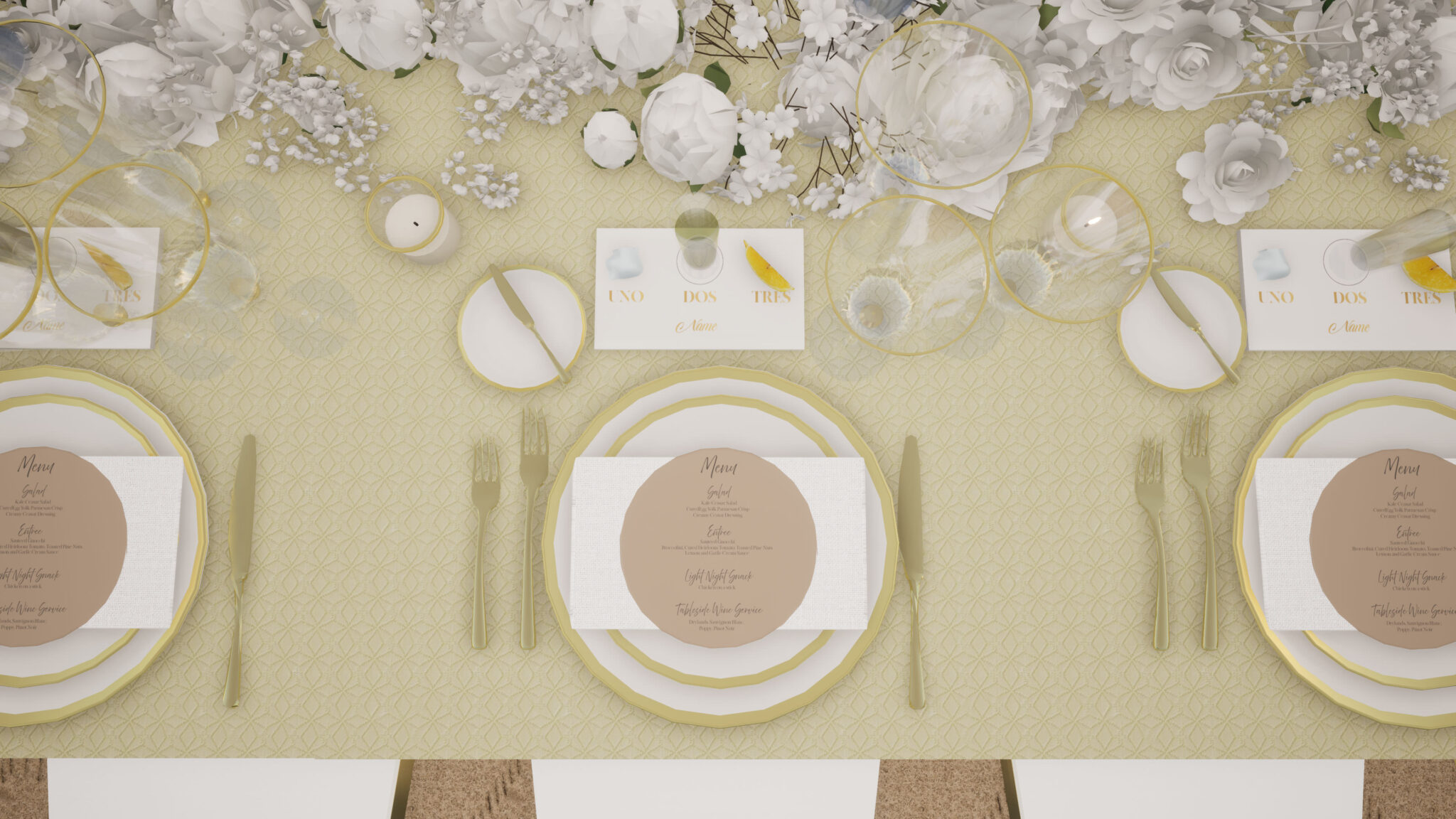 Monochromatic Wedding Renderings • Alexa Kay Events